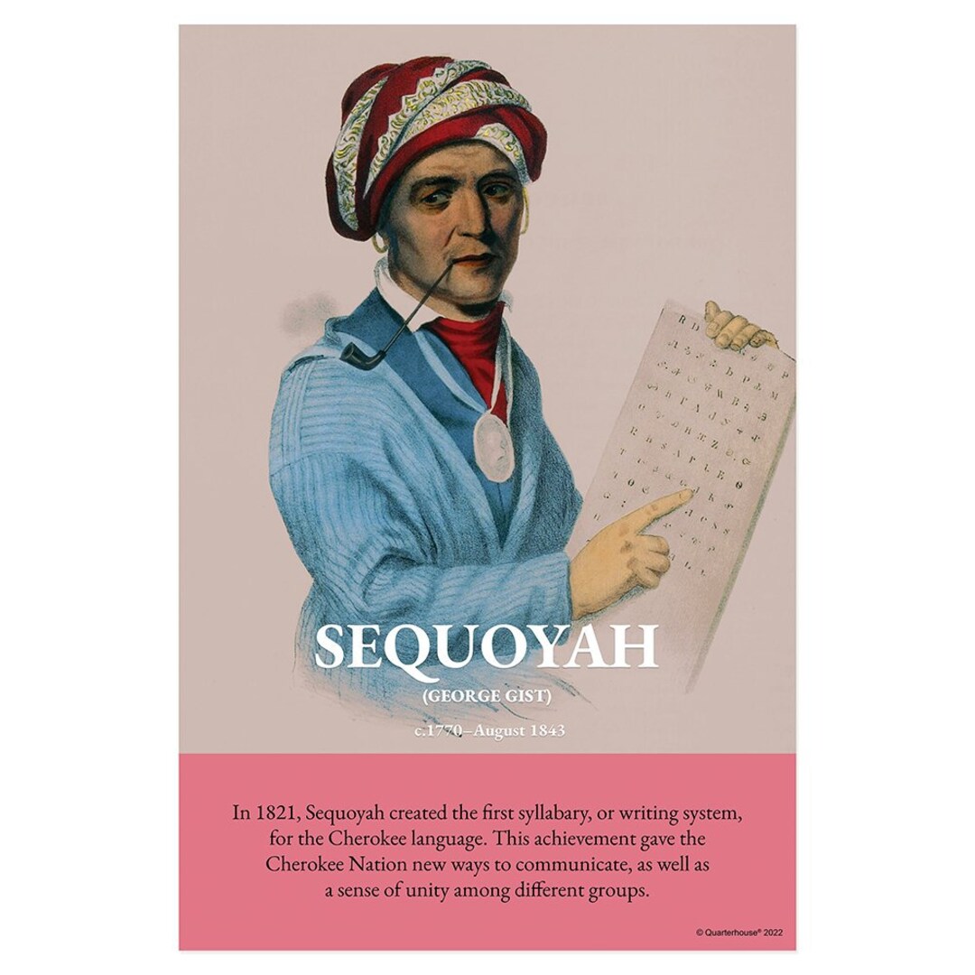 Quarterhouse Native American Heroes Sequoyah Poster, Social Studies ...