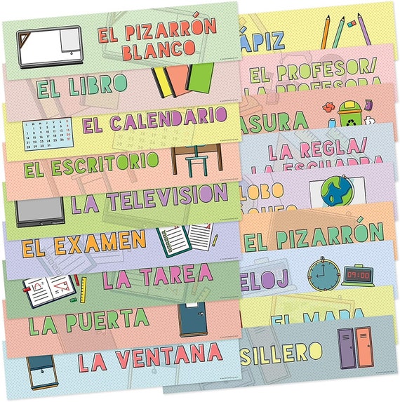 Quarterhouse Spanish Language Labels for Common Classroom - Etsy