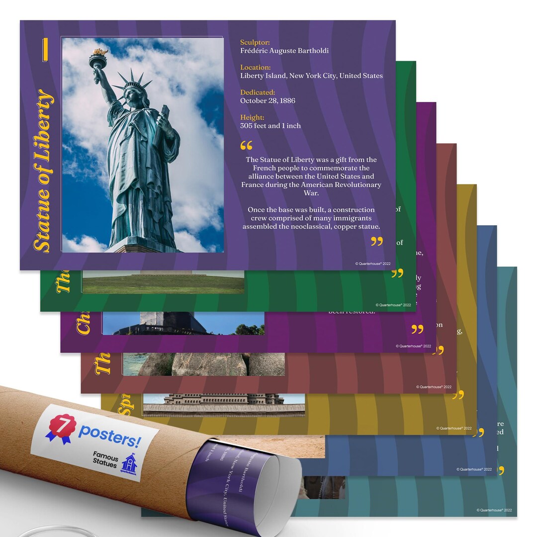 Quarterhouse Famous Statues Poster Set, Social Studies Classroom ...
