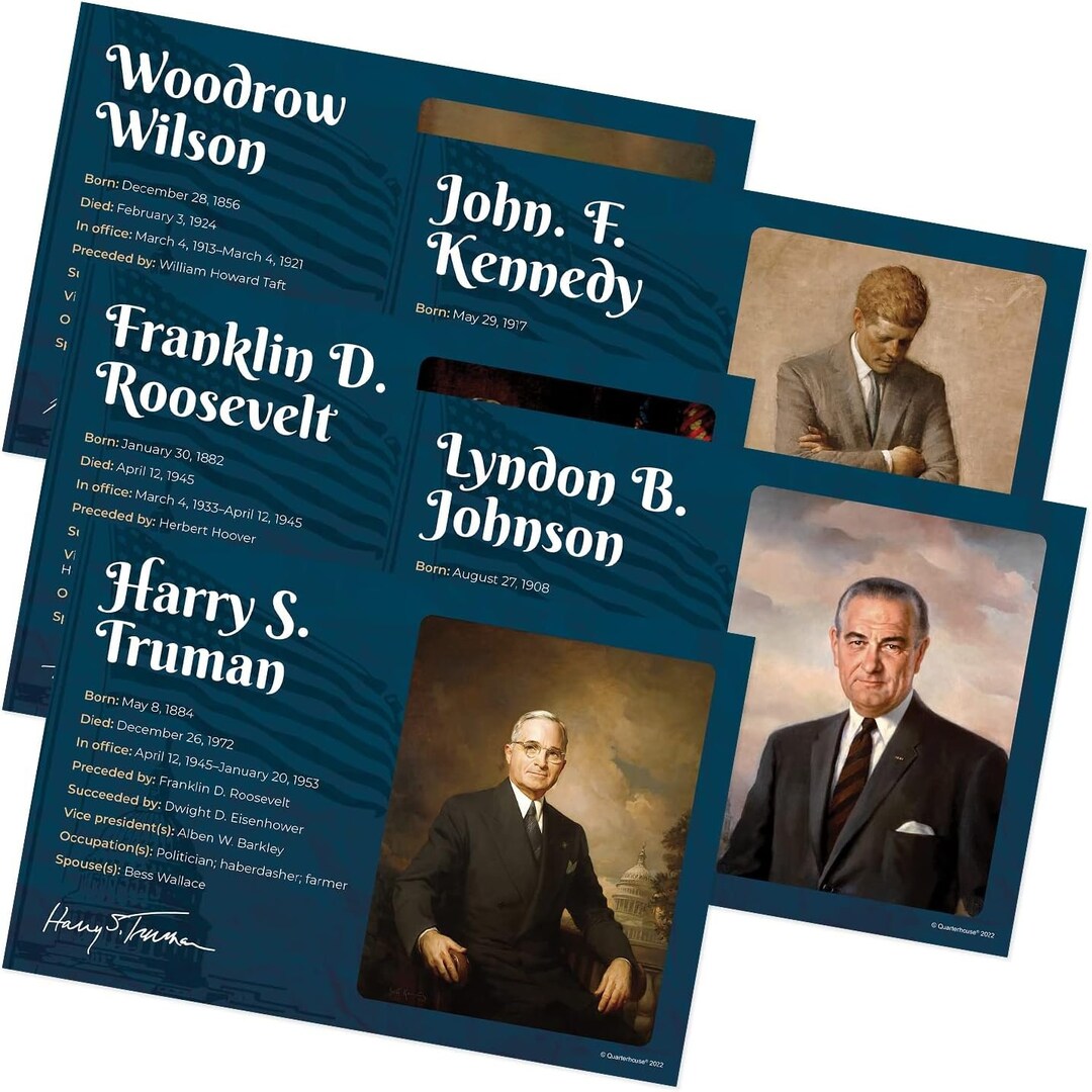 Quarterhouse Famous Democratic Presidents Poster Set, Social Studies ...