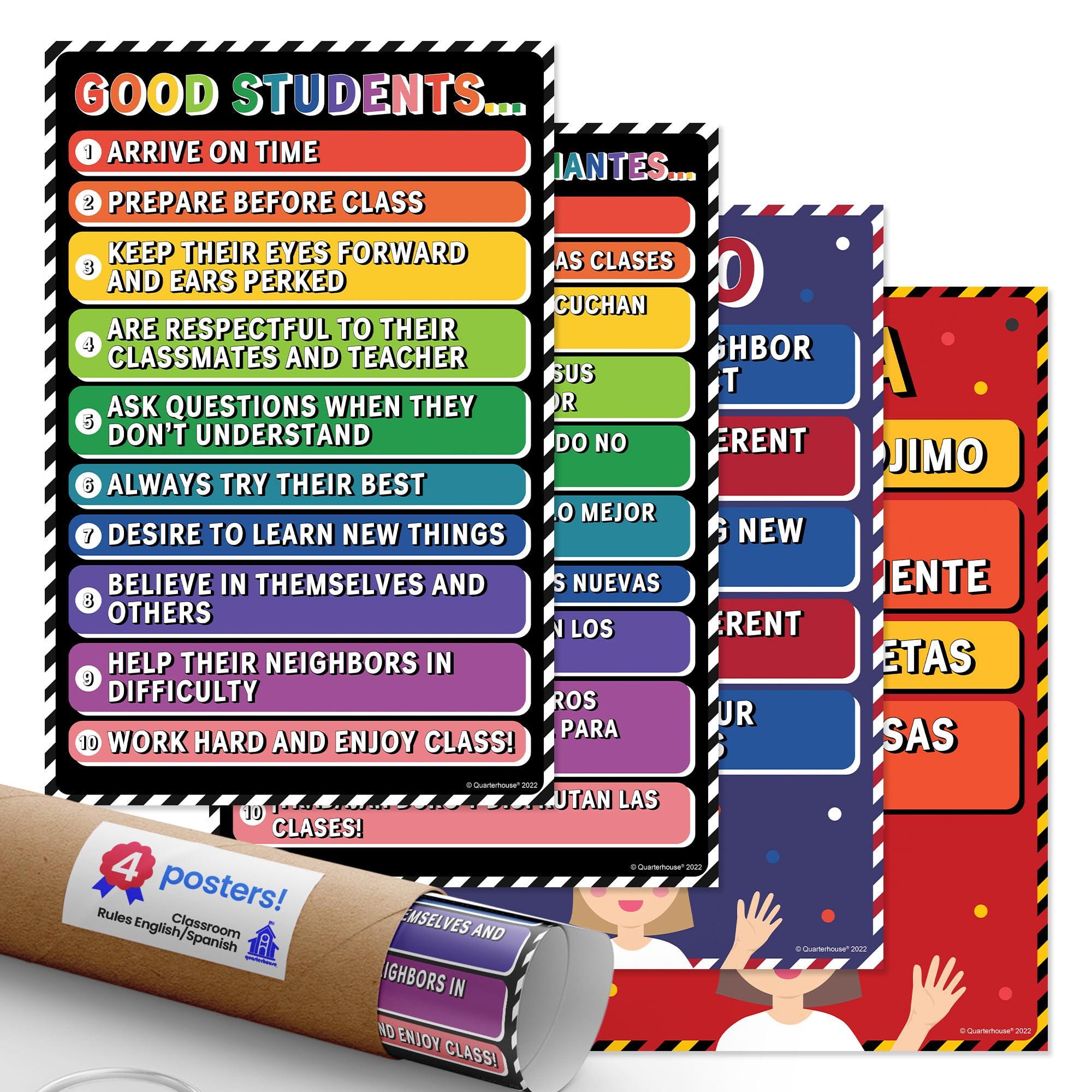 Quarterhouse Classroom Rules - English/spanish Poster Set, Elementary ...
