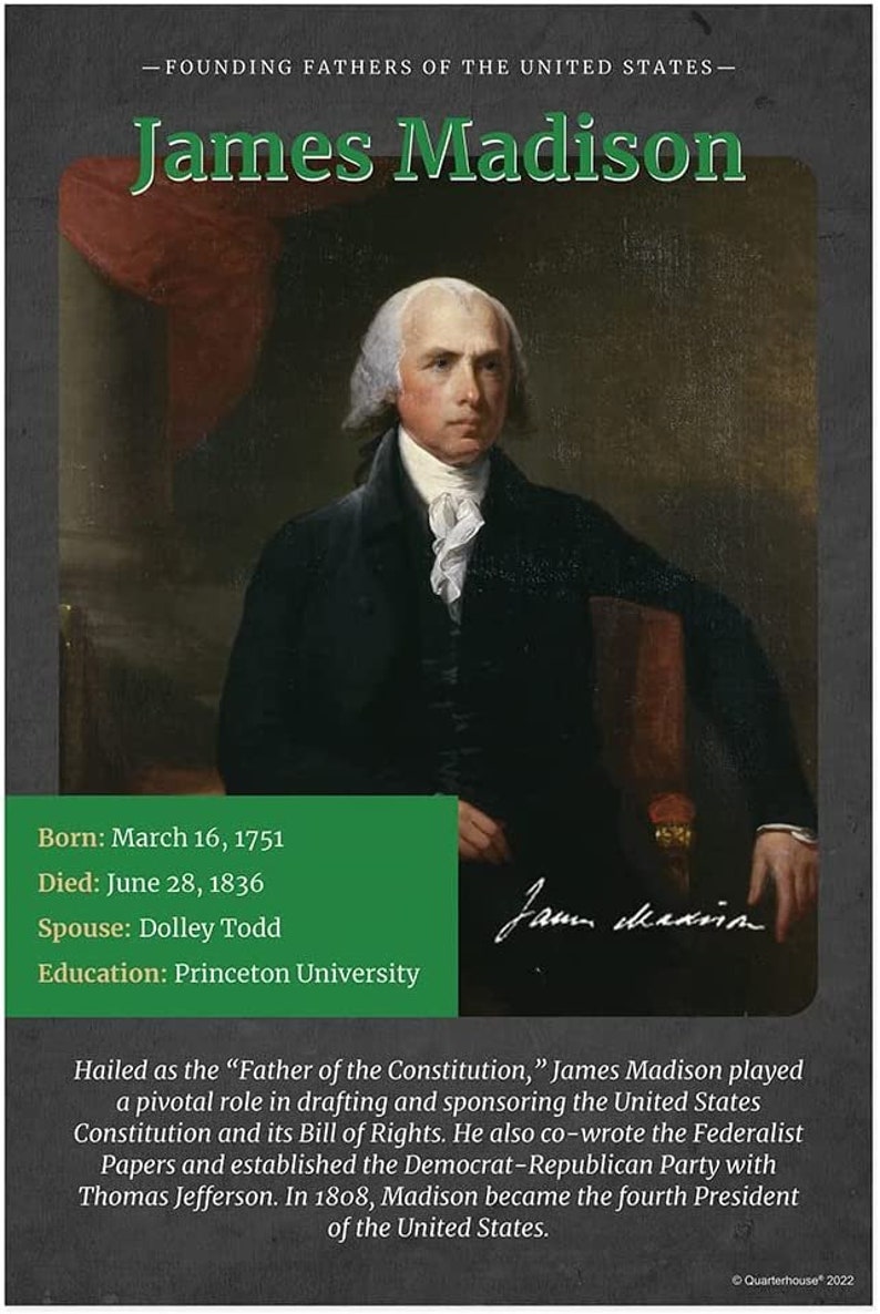 Quarterhouse Founding Fathers Poster Set, Social Studies Classroom ...