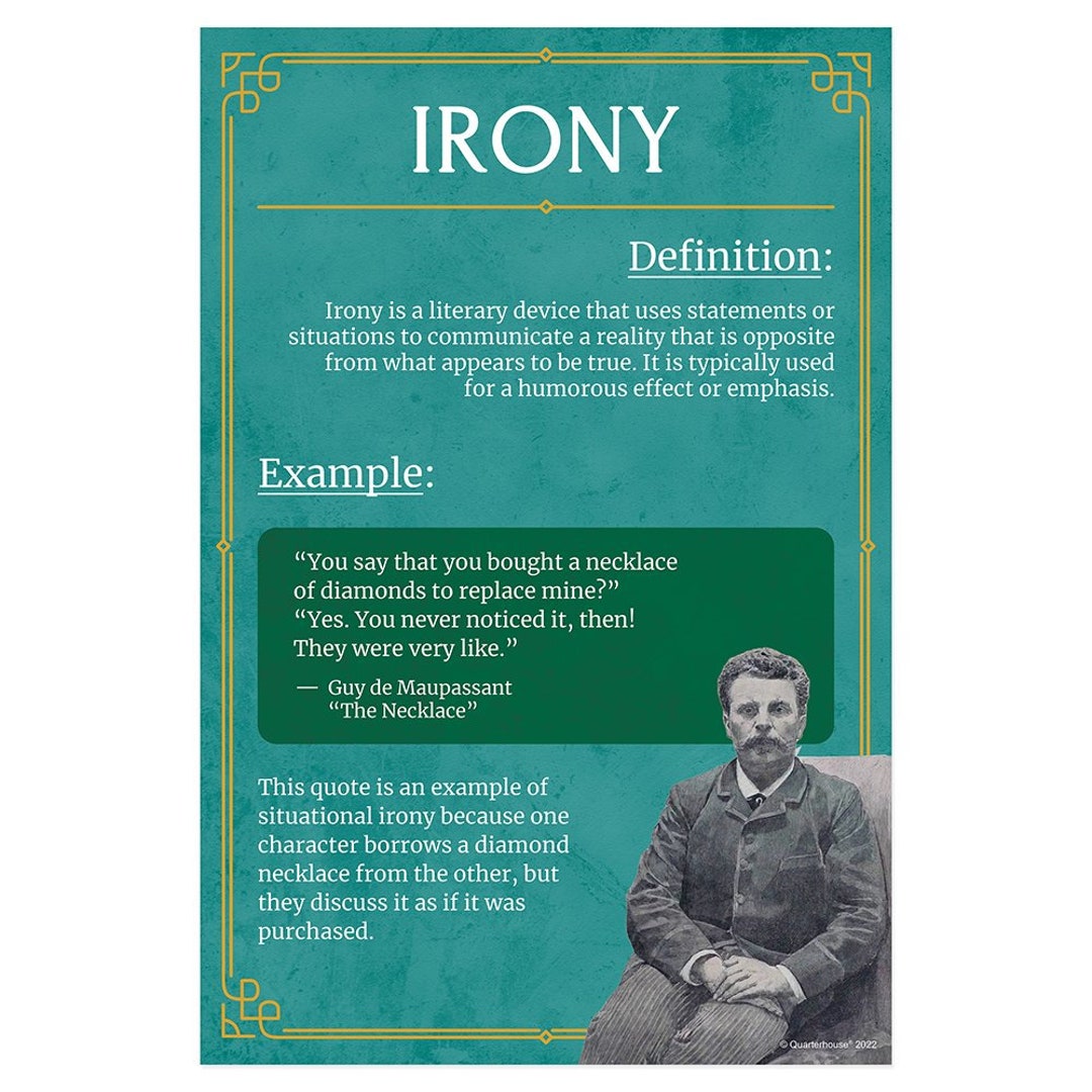 Quarterhouse Irony Poster, English-language Arts Classroom Materials ...