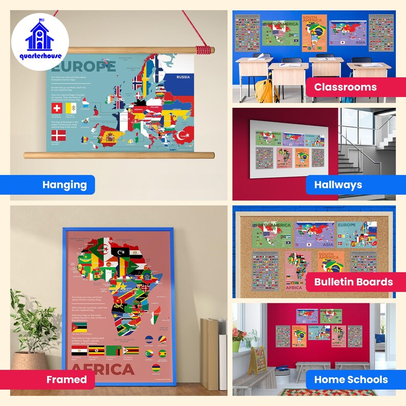 Quarterhouse Flags of the World Poster Set, Social Studies Classroom ...