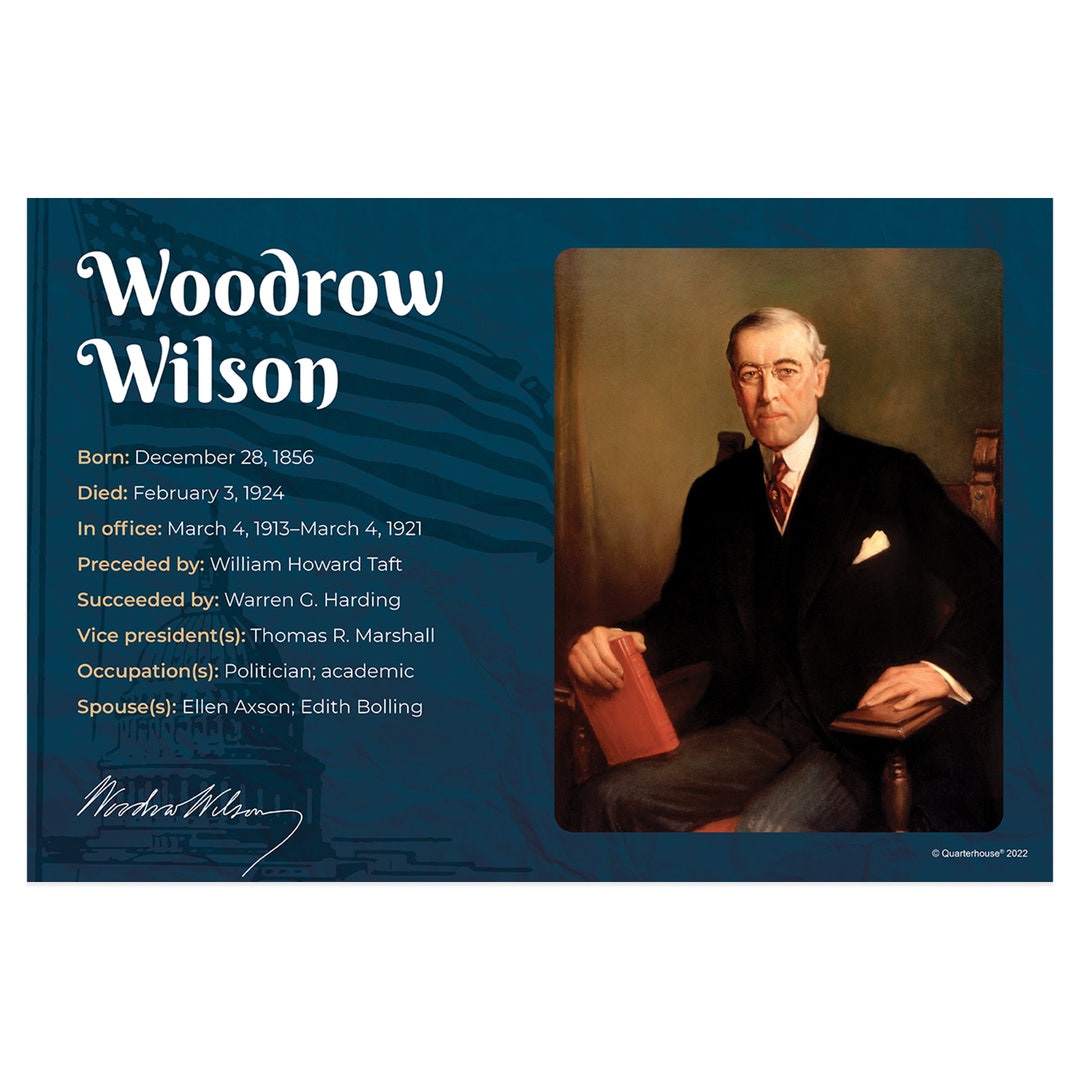 Quarterhouse President Woodrow Wilson Biographical Poster, Social ...