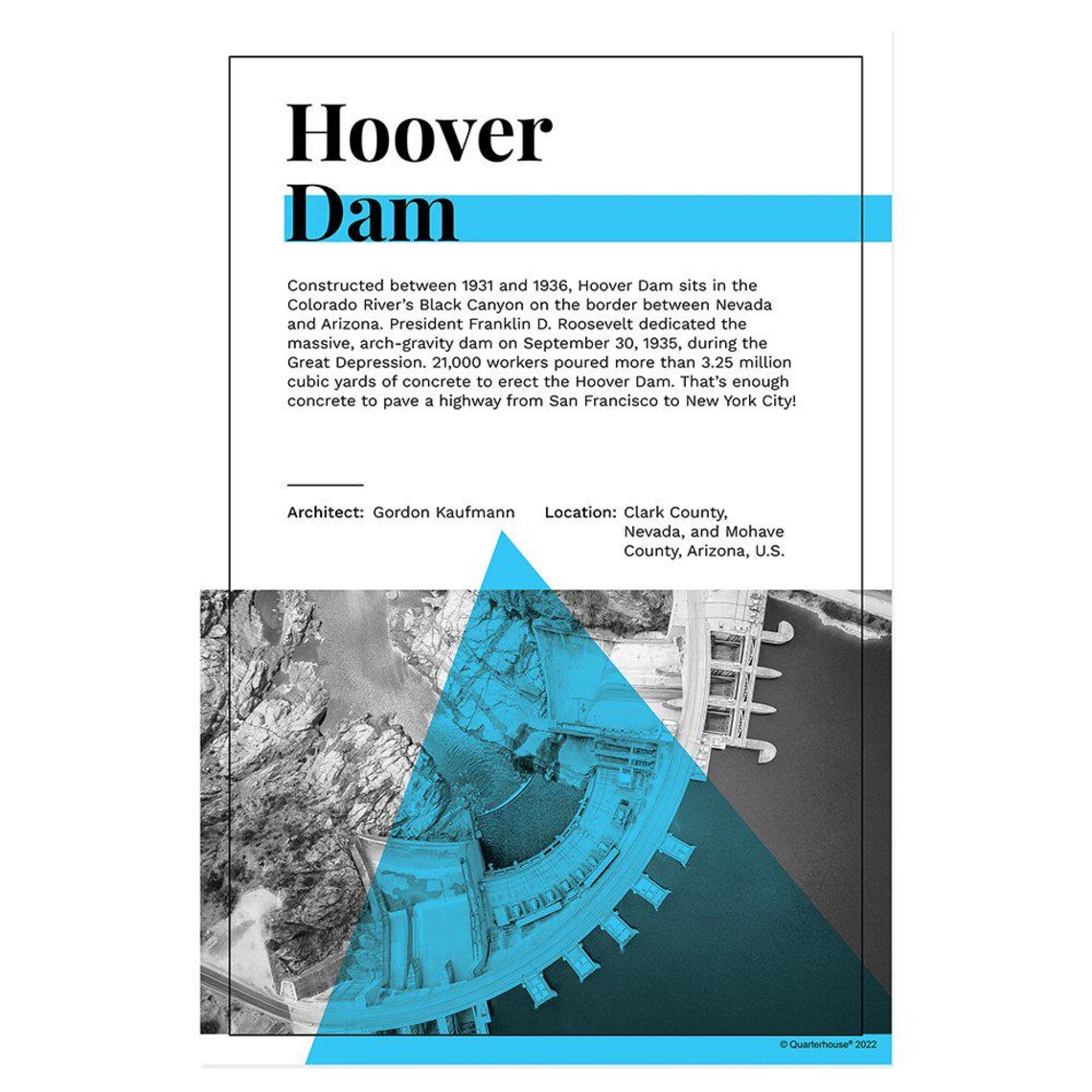 Quarterhouse American Landmarks - Hoover Dam Poster, Social Studies ...