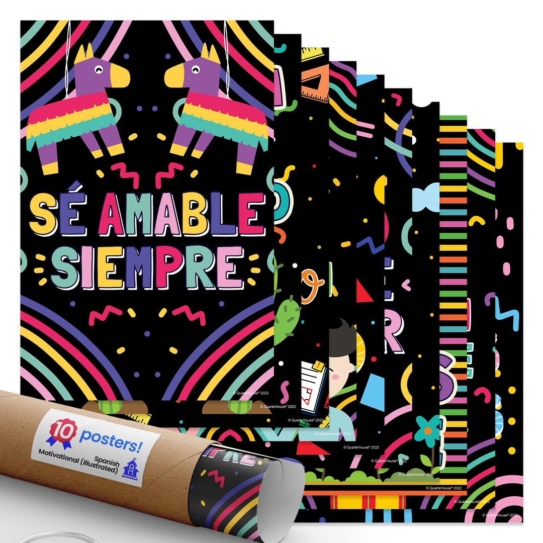 Quarterhouse Spanish Motivational (illustrated) Poster Set, Spanish ...