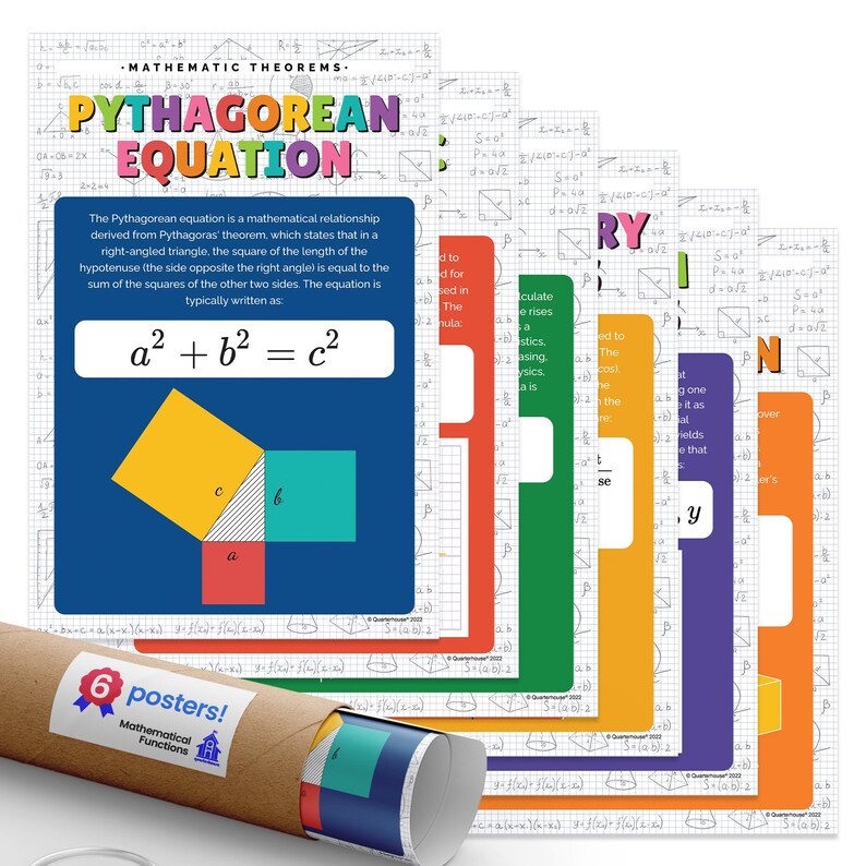 Quarterhouse Mathematical Functions Poster Set, Math Classroom Learning ...