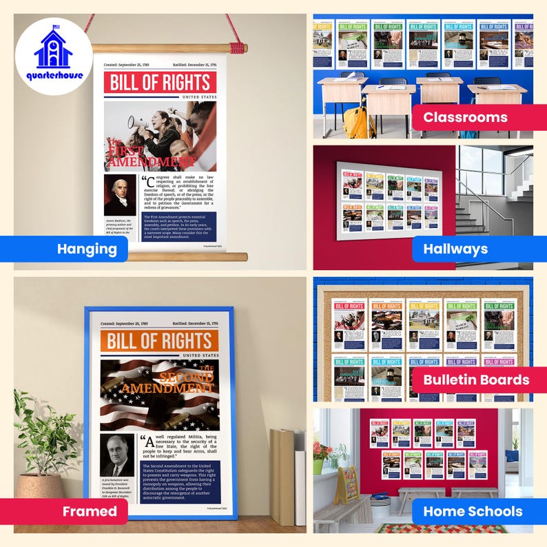 Quarterhouse Bill of Rights Poster Set, Social Studies Classroom ...