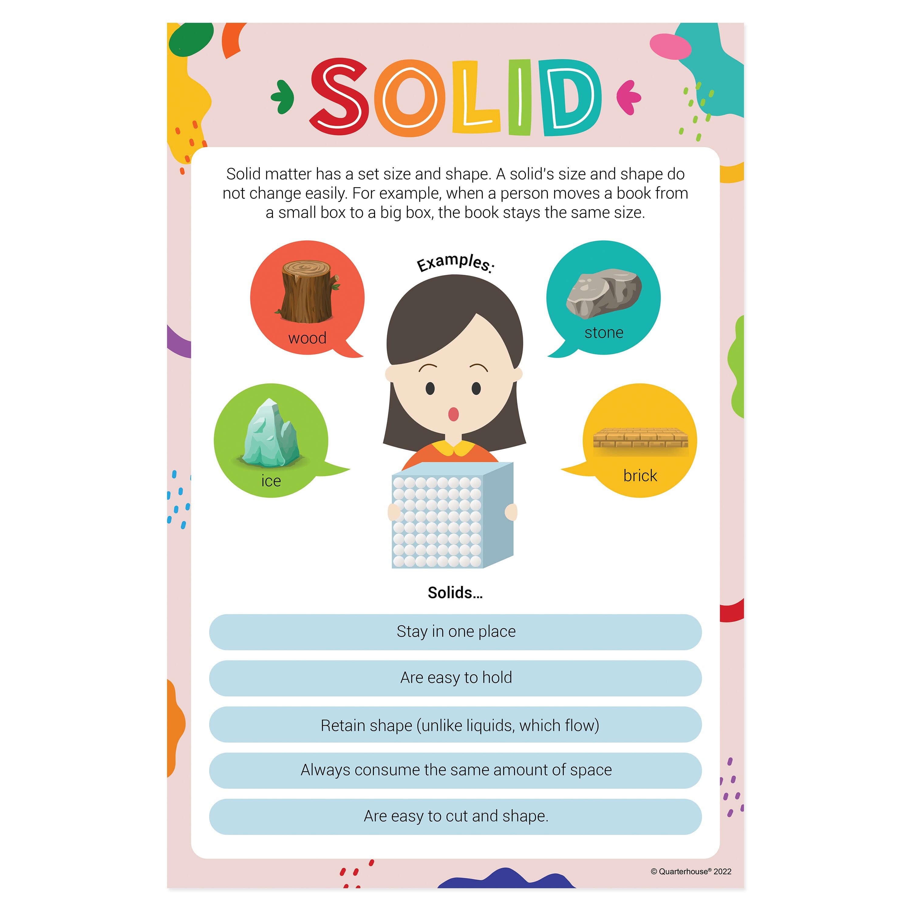 Quarterhouse States of Matter - Solids Poster, Science Classroom ...