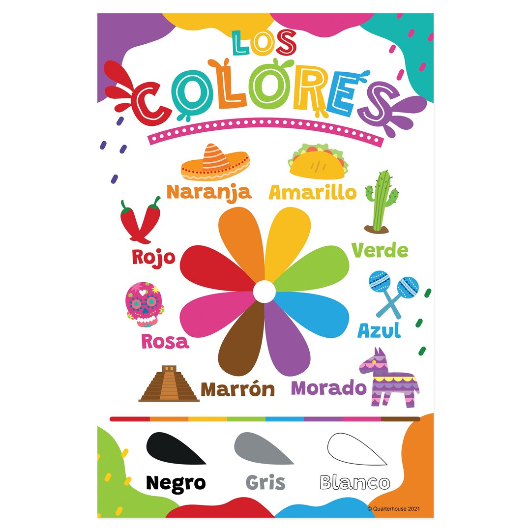 Quarterhouse Beginner Spanish - Colors Poster, Spanish and ESL ...