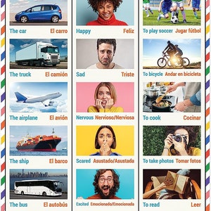 Quarterhouse Basic Spanish Vocabulary Poster Set, Spanish ESL Classroom ...