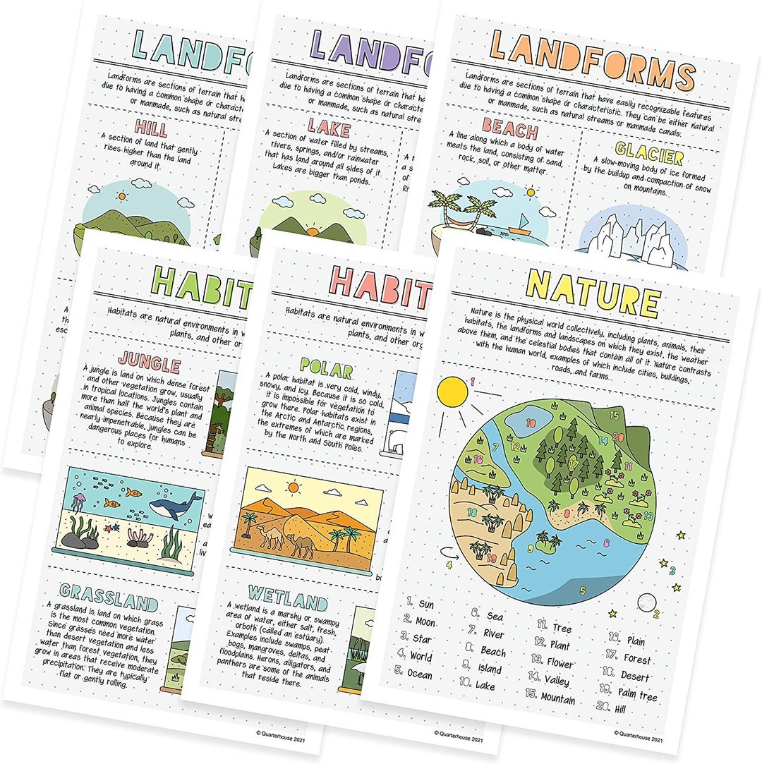 Quarterhouse Landforms and Habitats Geography Poster Set, Social ...