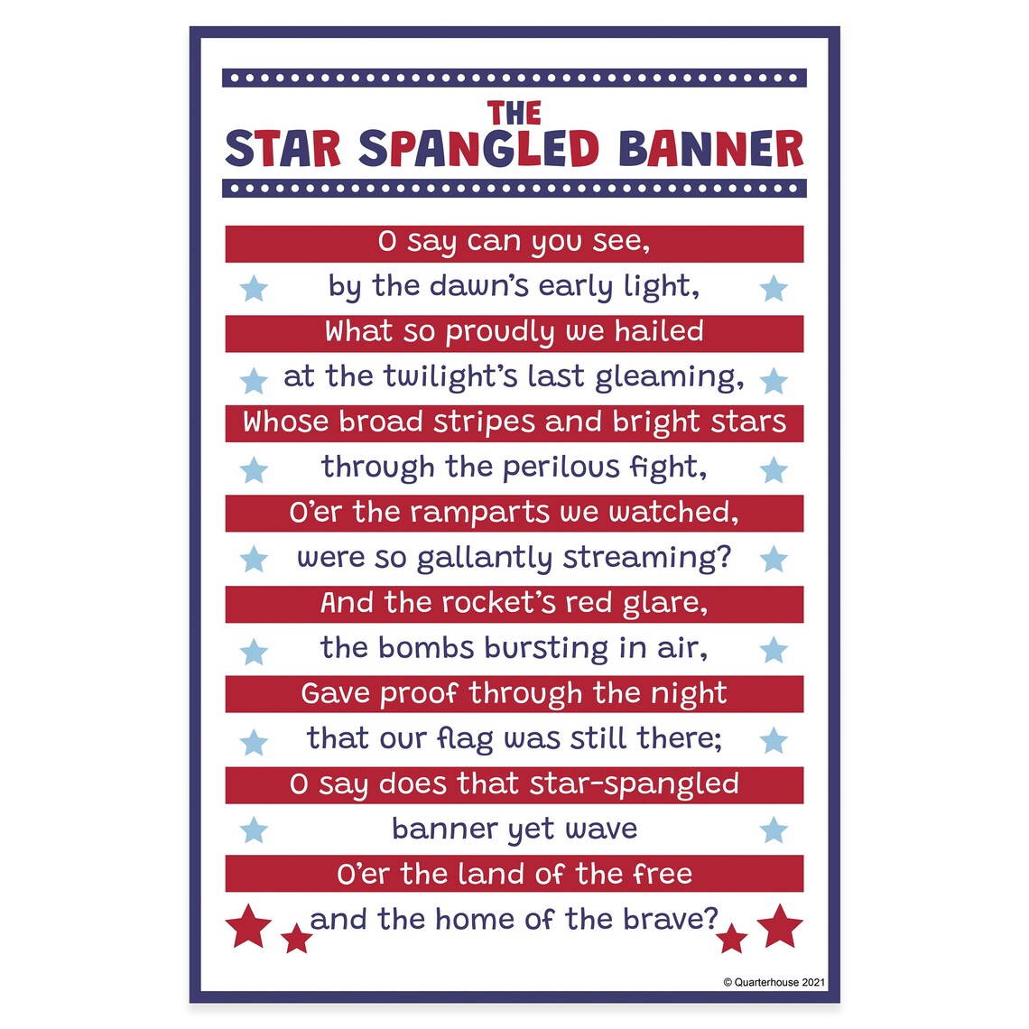 Quarterhouse 'the Star Spangled Banner' Poster, Social Studies ...