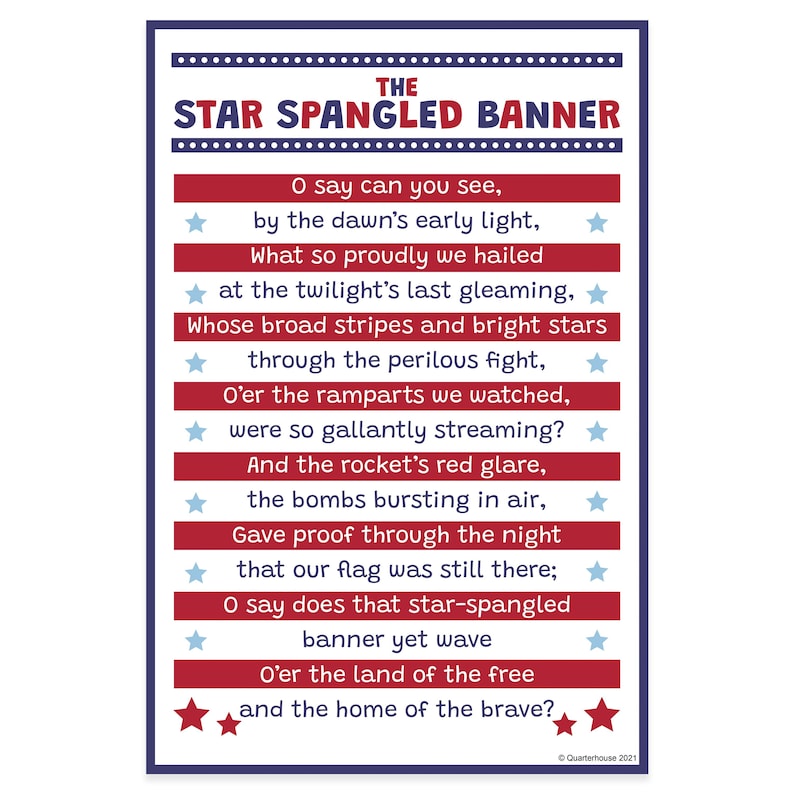 Quarterhouse 'the Star Spangled Banner' Poster, Social Studies ...