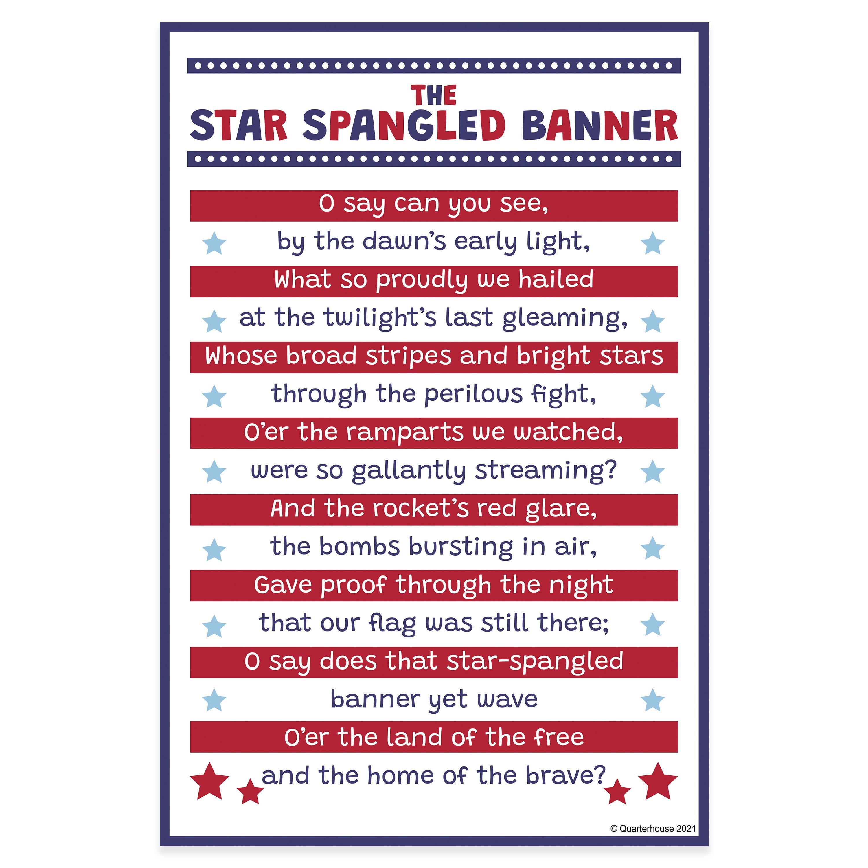Quarterhouse 'the Star Spangled Banner' Poster, Social Studies ...