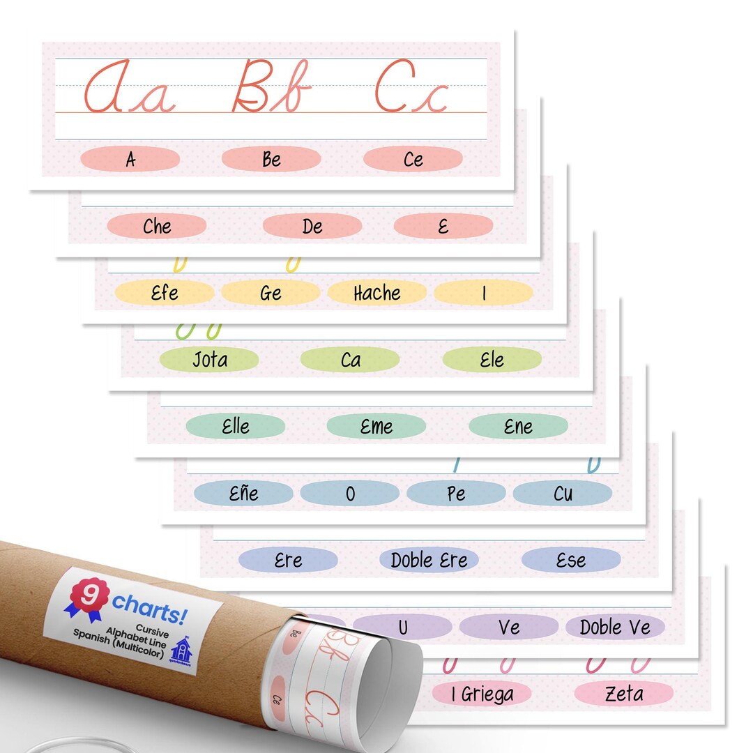 Quarterhouse Cursive Alphabet Line for Classroom Wall - Spanish ...