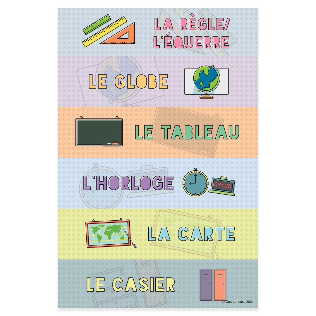 Quarterhouse French Common Classroom Items 3 of 4 Poster, French and ...