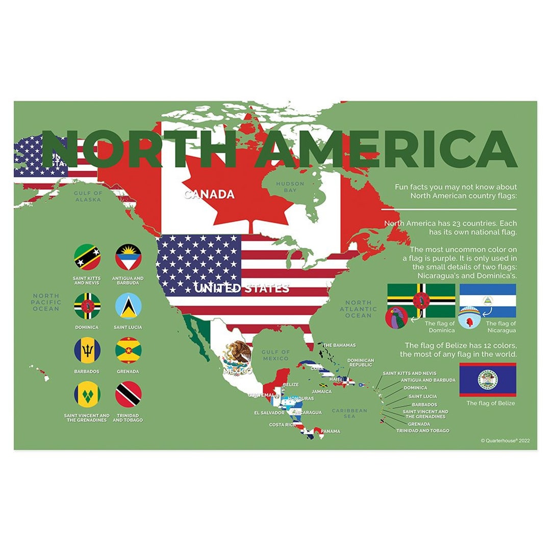 Quarterhouse North American Flags Poster, Social Studies Classroom ...