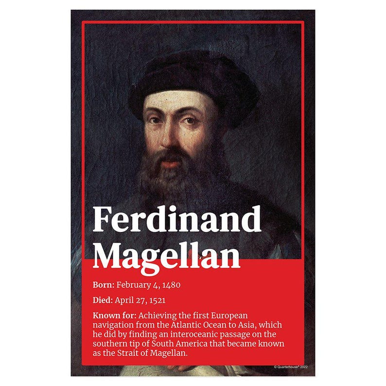 Quarterhouse Explorer Ferdinand Magellan Biographical Poster, Social ...