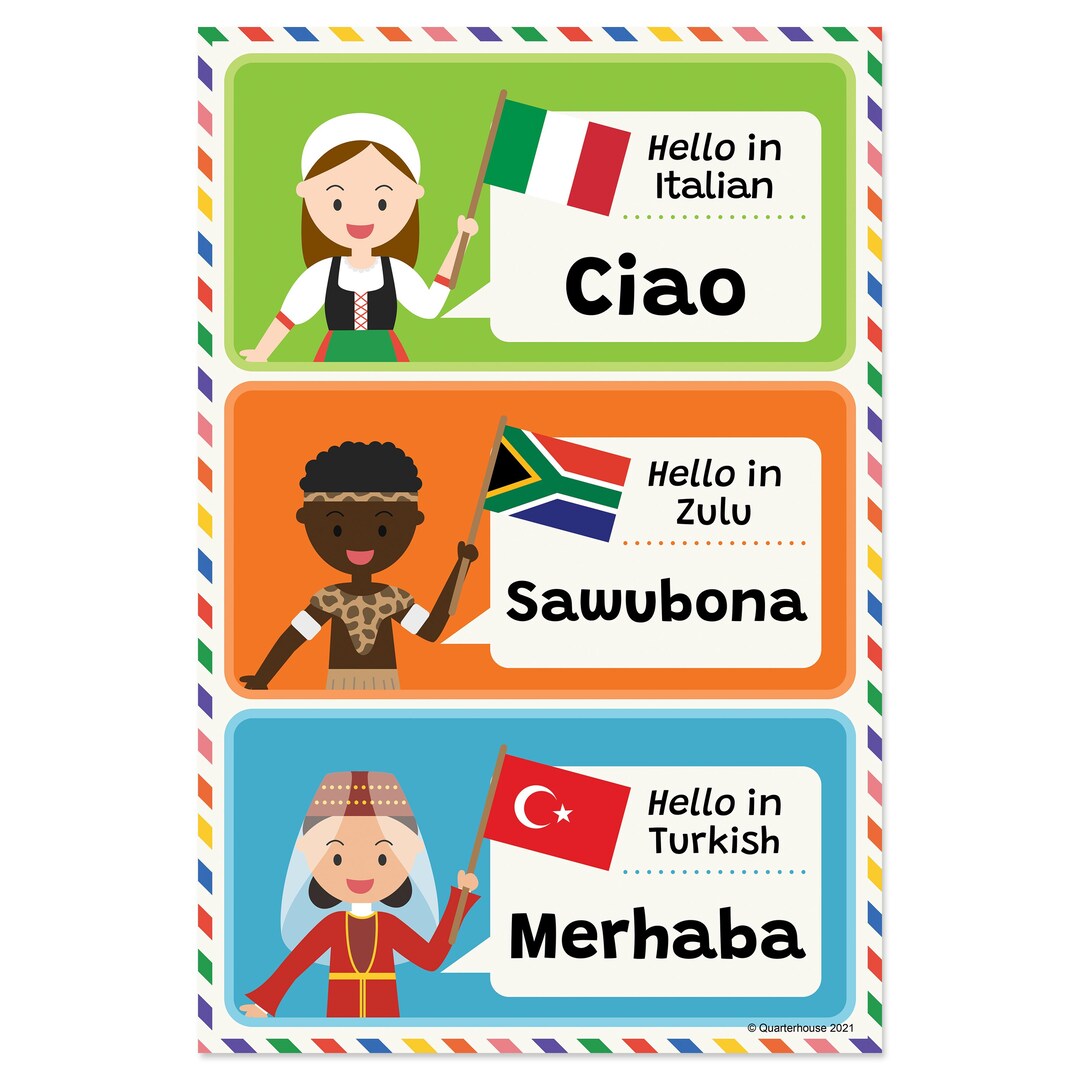 Quarterhouse Hello in Italian, Zulu, and Turkish Poster, Foreign ...