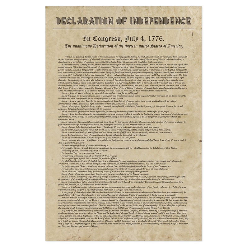Quarterhouse Illustrated Declaration of Independence Poster, Social ...