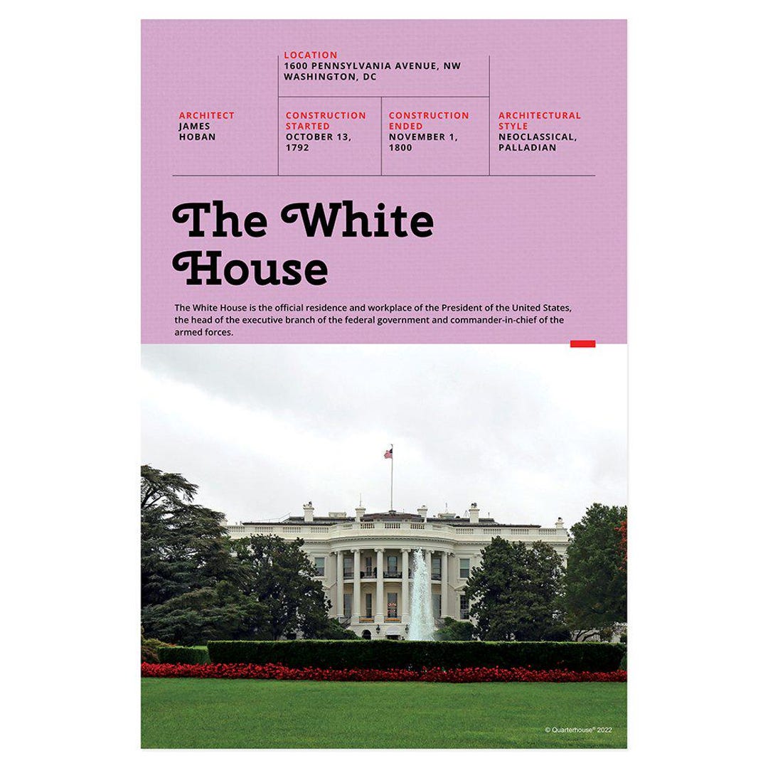 Quarterhouse White House Poster, Social Studies Classroom Materials for ...