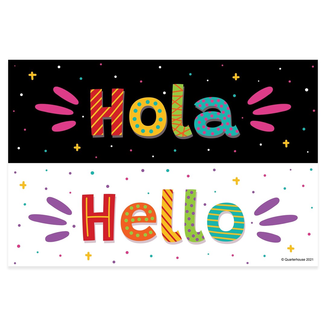 Quarterhouse Spanish Words - 'hola' Poster, Spanish and ESL Classroom ...