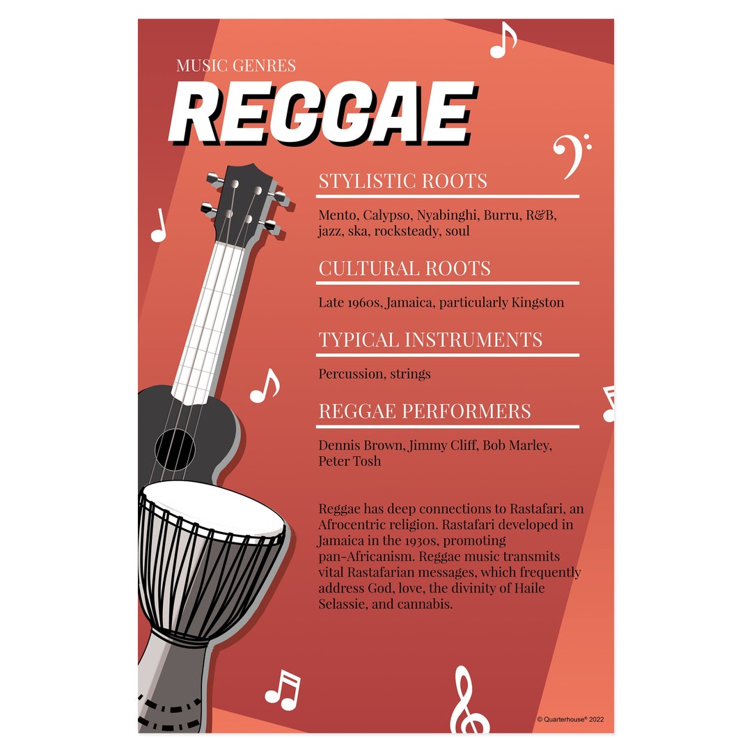 Quarterhouse Reggae Music Genre Poster, Music Classroom Materials for ...