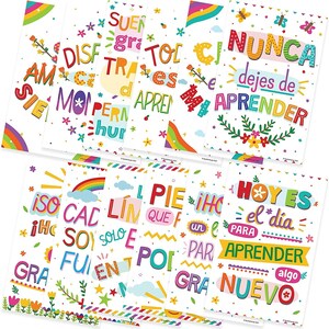 Quarterhouse Spanish Motivational white Poster Set, Spanish Classroom ...