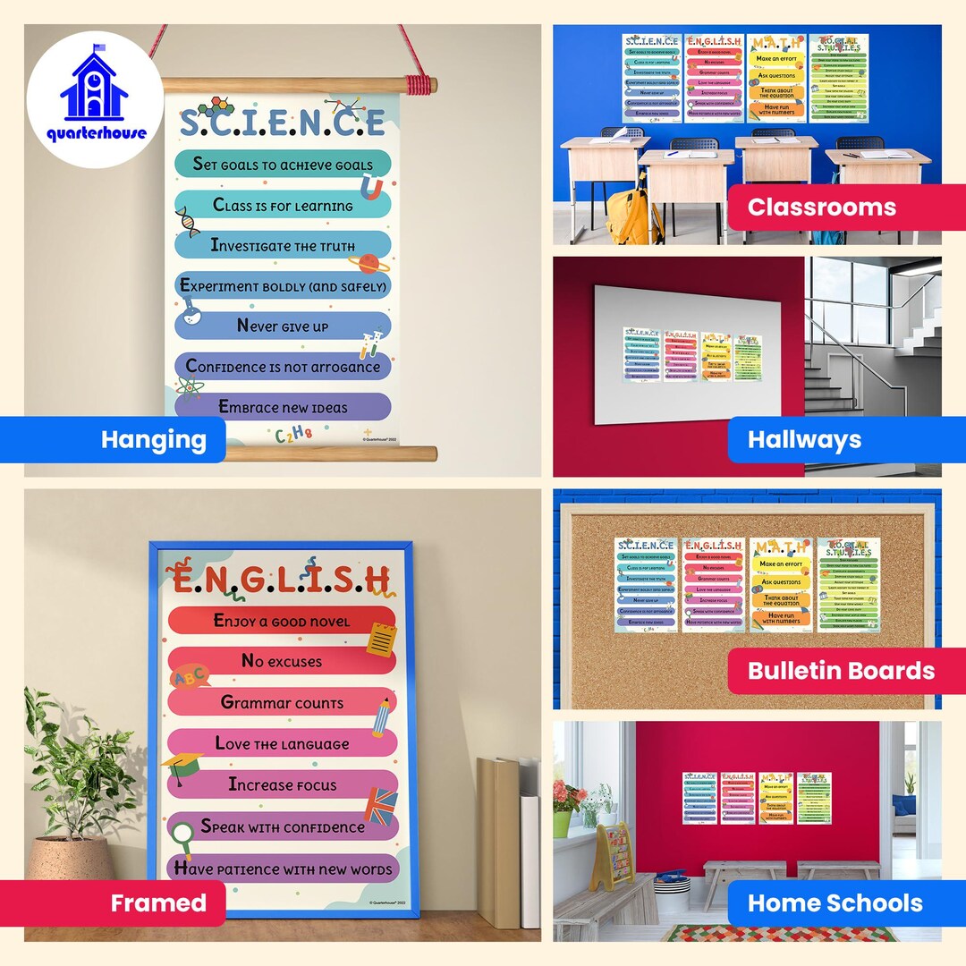 Quarterhouse Science, Math, Social Studies, and English Motivational ...