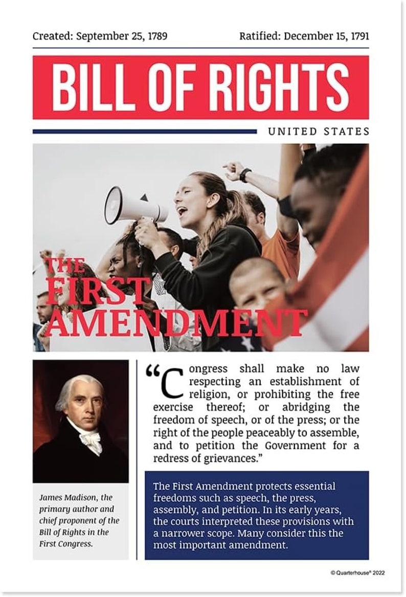Quarterhouse Bill of Rights Poster Set, Social Studies Classroom ...