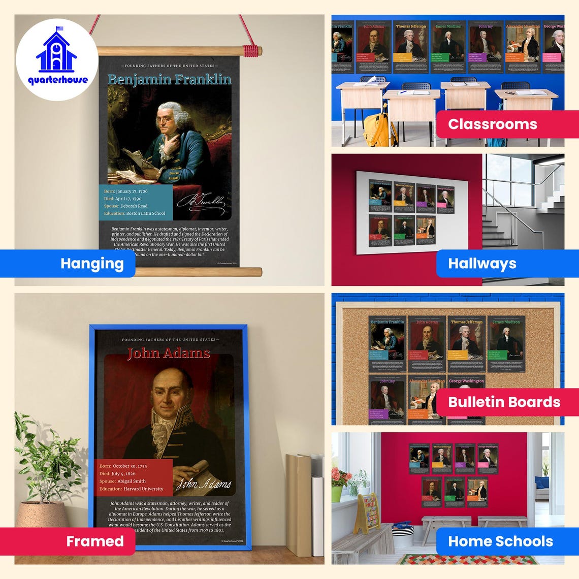 Quarterhouse Founding Fathers Poster Set, Social Studies Classroom ...