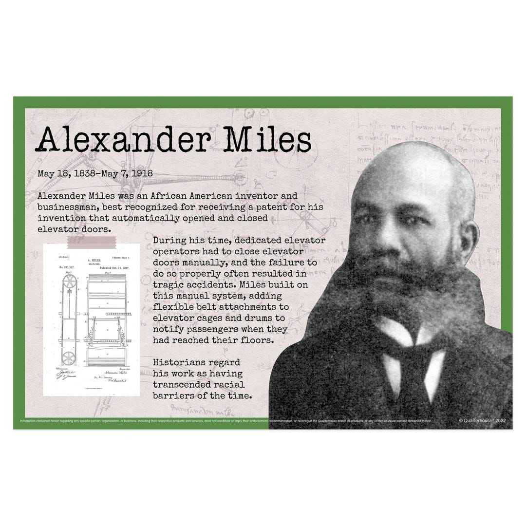 Quarterhouse Black Inventors - Alexander Miles Biographical Poster, STEM and History Classroom ...