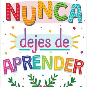Quarterhouse Spanish Motivational white Poster Set, Spanish Classroom ...