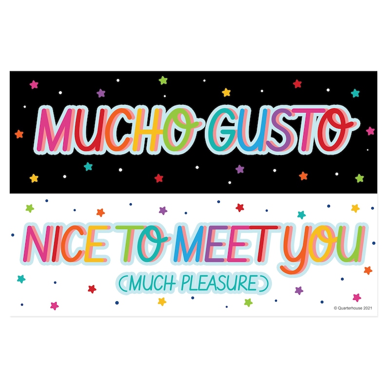 Quarterhouse Spanish Phrases - 'mucho Gusto' Poster, Spanish and ESL ...
