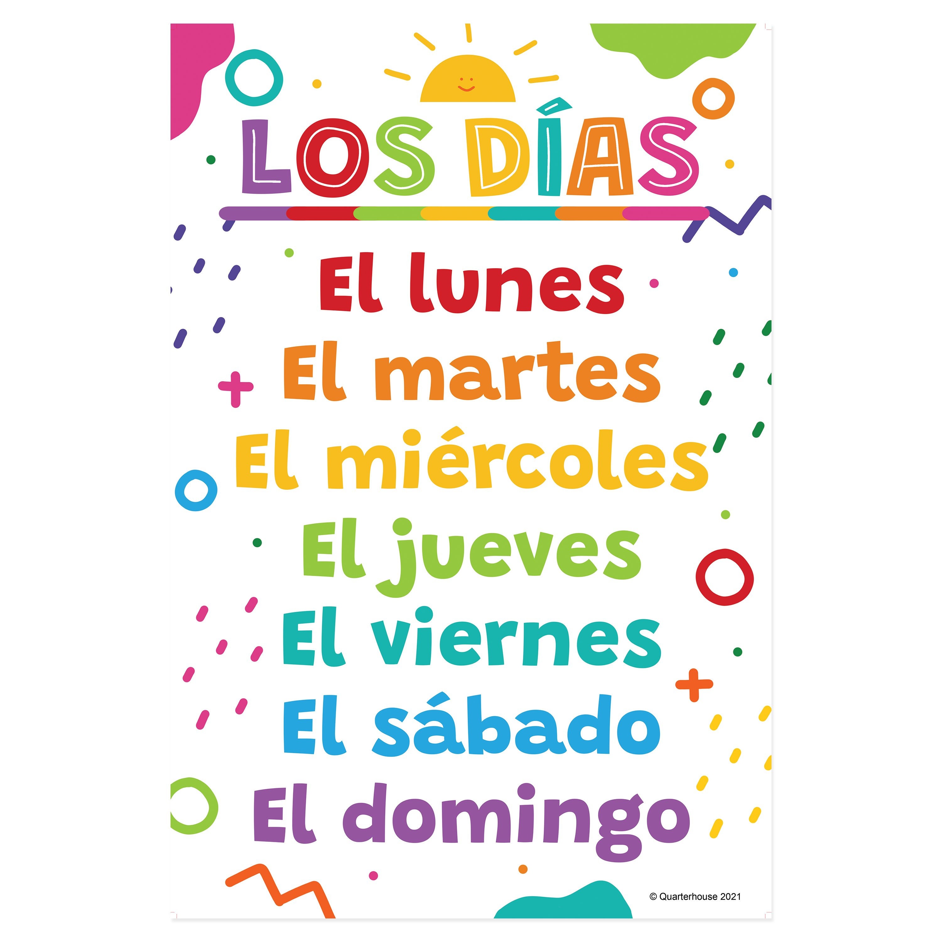 Quarterhouse Beginner Spanish - Days of the Week Poster, Spanish and ...