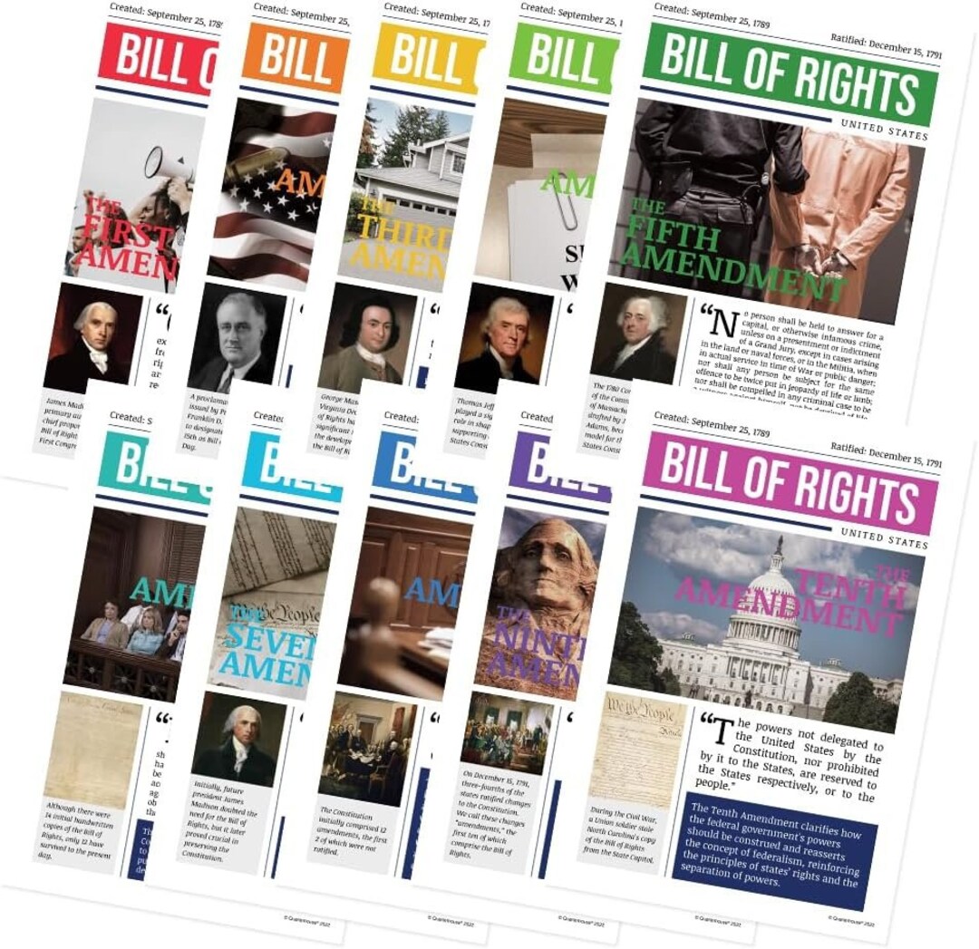 Quarterhouse Bill of Rights Poster Set, Social Studies Classroom ...