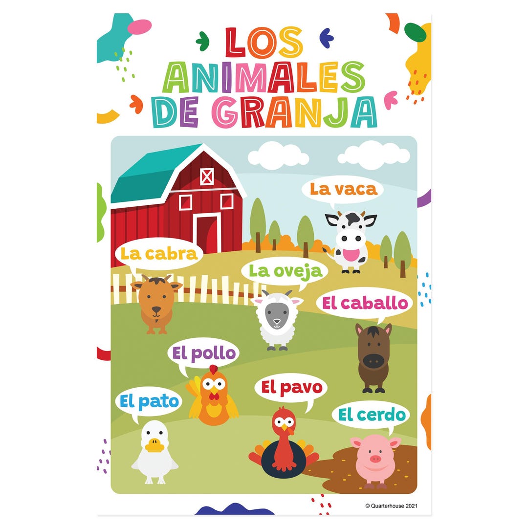 Quarterhouse Beginner Spanish - Farm Animals Poster, Spanish and ESL ...