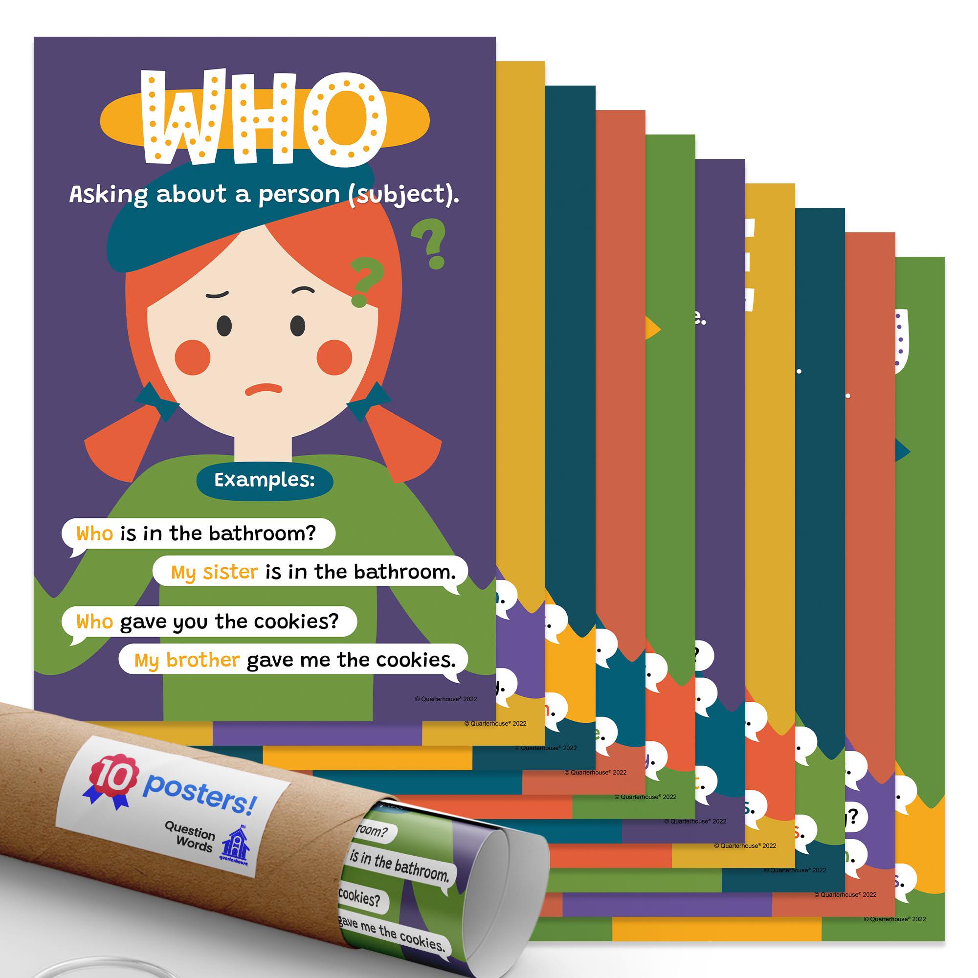 Quarterhouse Question Words Poster Set, English-language Arts Classroom ...