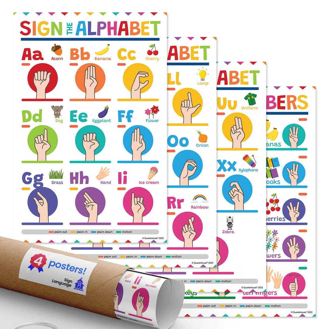 Quarterhouse Sign Language Poster Set, Foreign Language Classroom ...