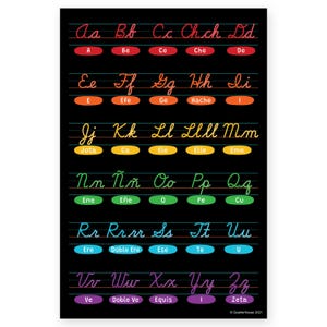 Quarterhouse Spanish Cursive Alphabet Poster, Spanish and ESL Classroom ...