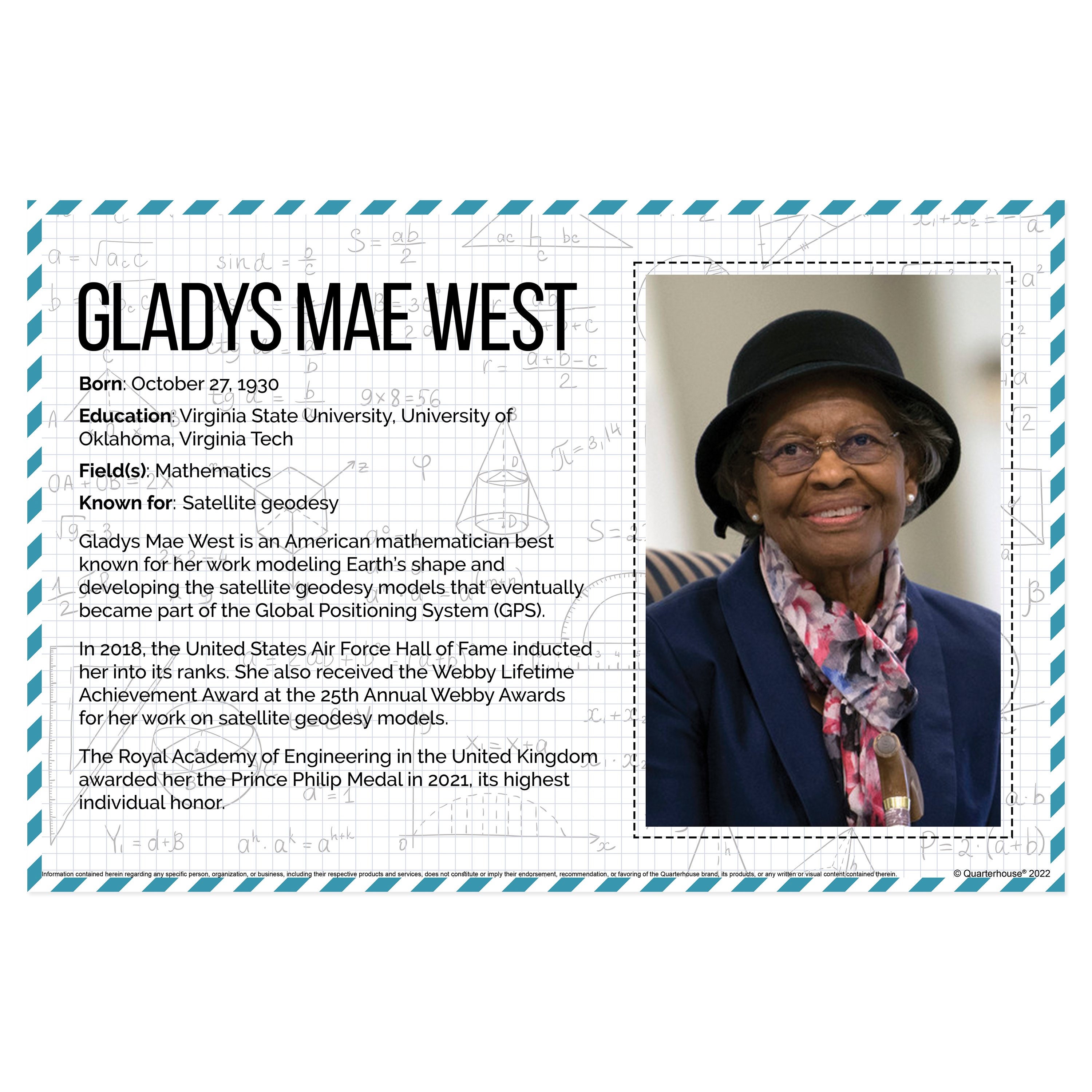 Quarterhouse Black Mathematicians - Gladys Mae West Biographical Poster ...