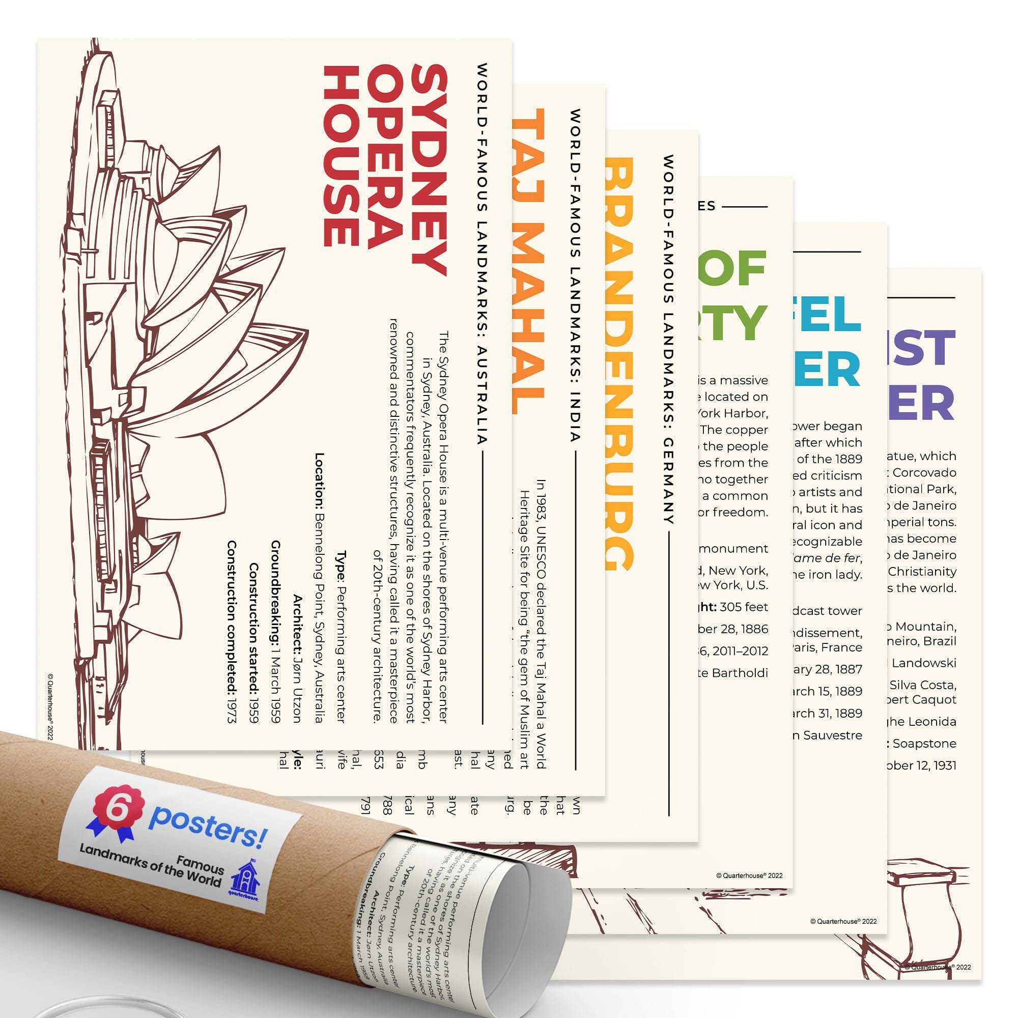 Quarterhouse Famous Landmarks of the World Poster Set, Social Studies ...