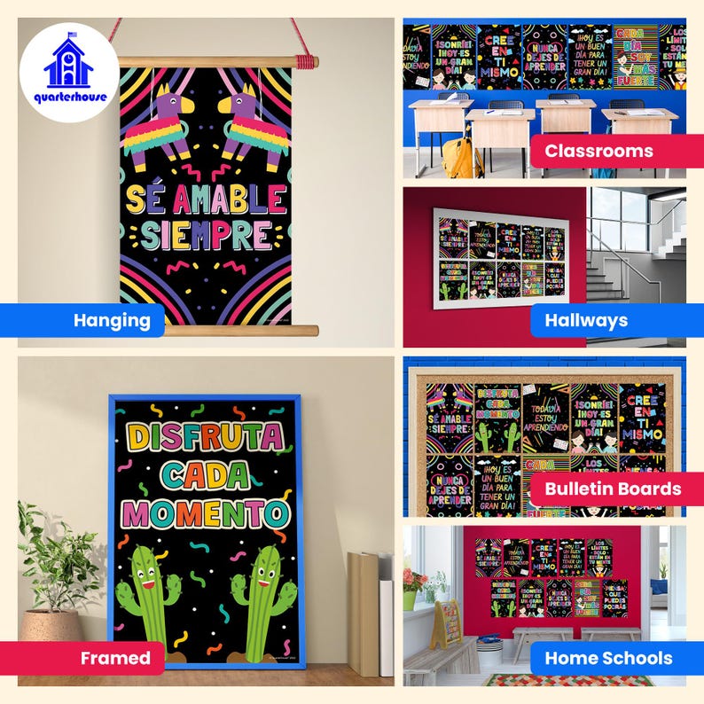 Quarterhouse Spanish Motivational (illustrated) Poster Set, Spanish ...