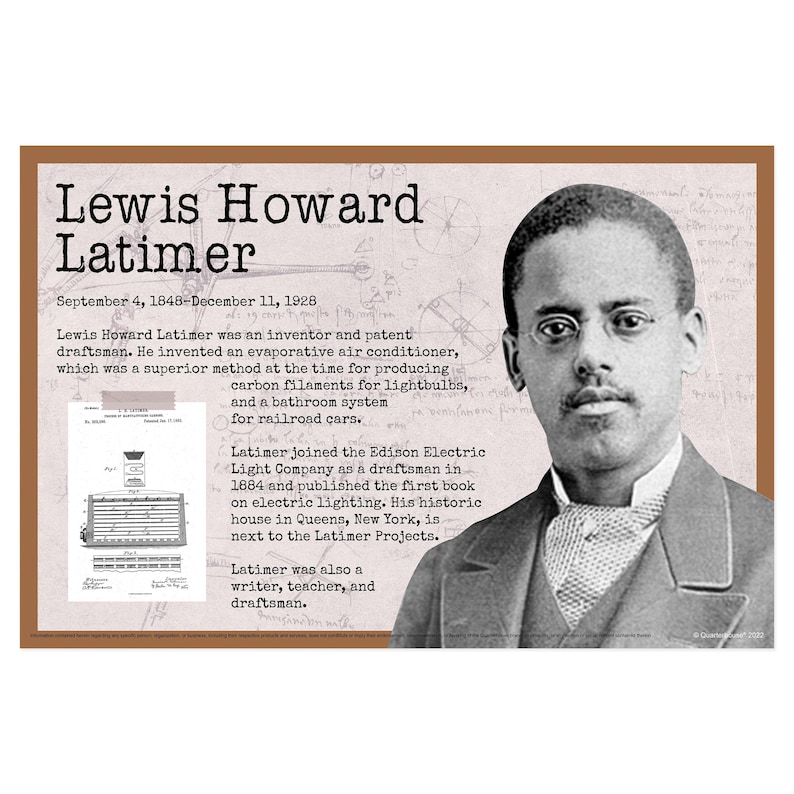 Quarterhouse Black Inventors - Lewis Howard Latimer Biographical Poster ...