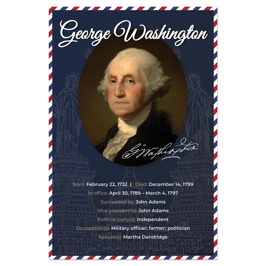Quarterhouse President George Washington Biographical Poster, Social ...