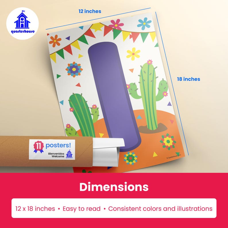 Quarterhouse Bienvenidos Welcome Poster Set, Spanish - ESL Classroom ...