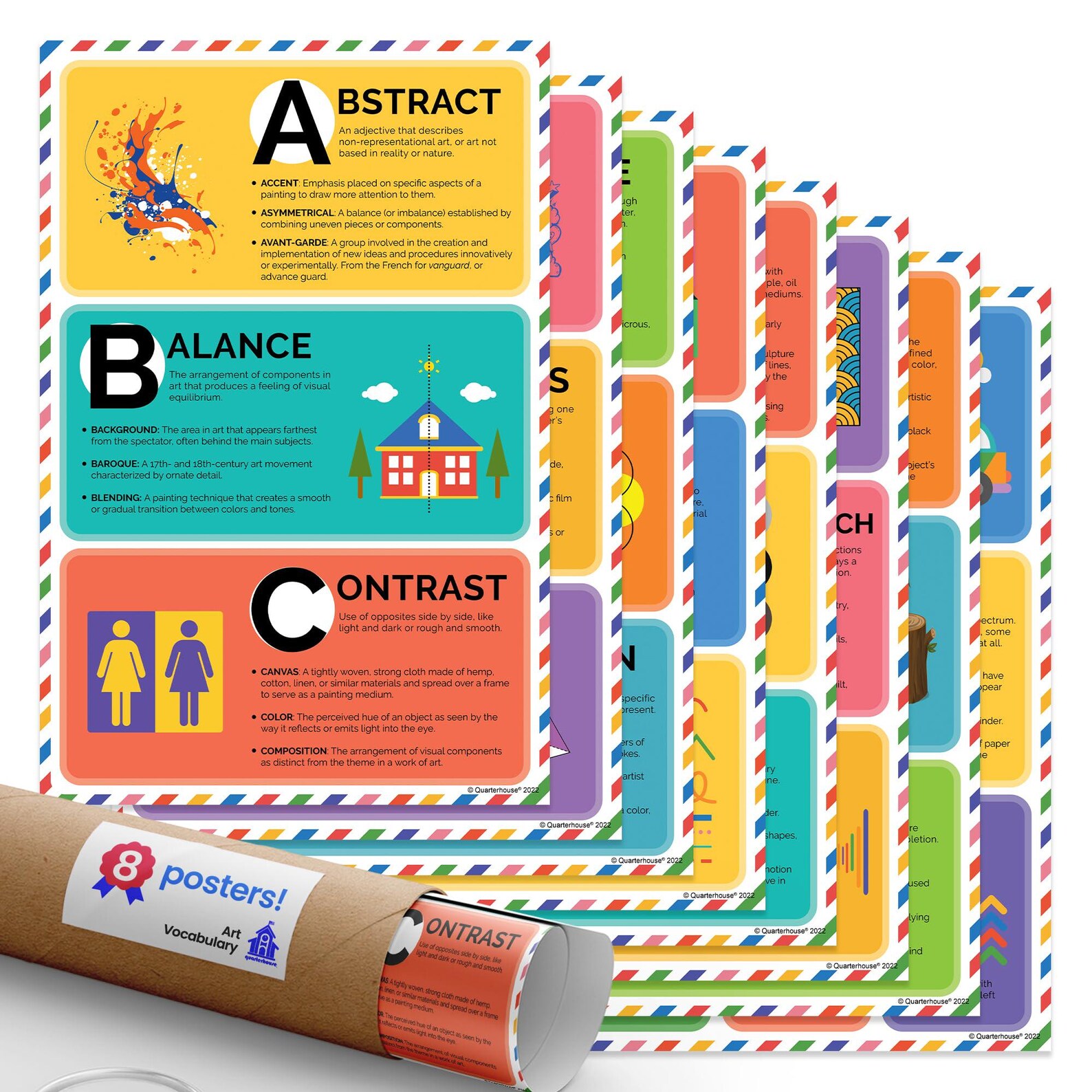Quarterhouse Art Vocabulary Poster Set, Art Classroom Learning ...