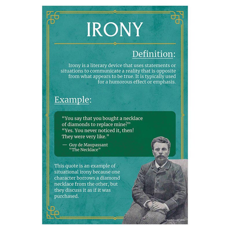 Quarterhouse Irony Poster, English-language Arts Classroom Materials ...